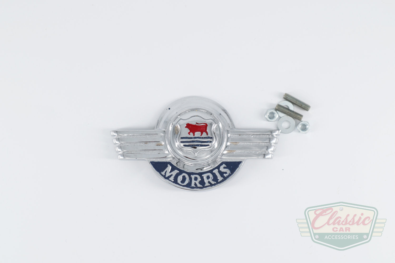 Morris Minor Bonnet Front Badge - Chrome – Classic Car Accessories