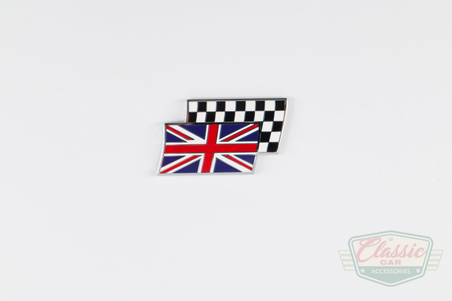 Enamelled Union Jack with Racing Flag – Classic Car Accessories